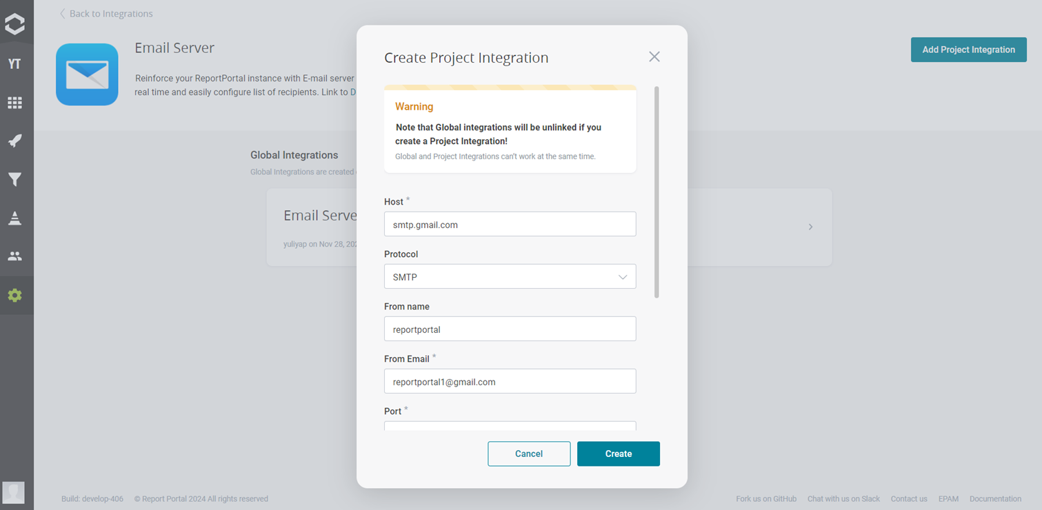 Email Server | ReportPortal Documentation