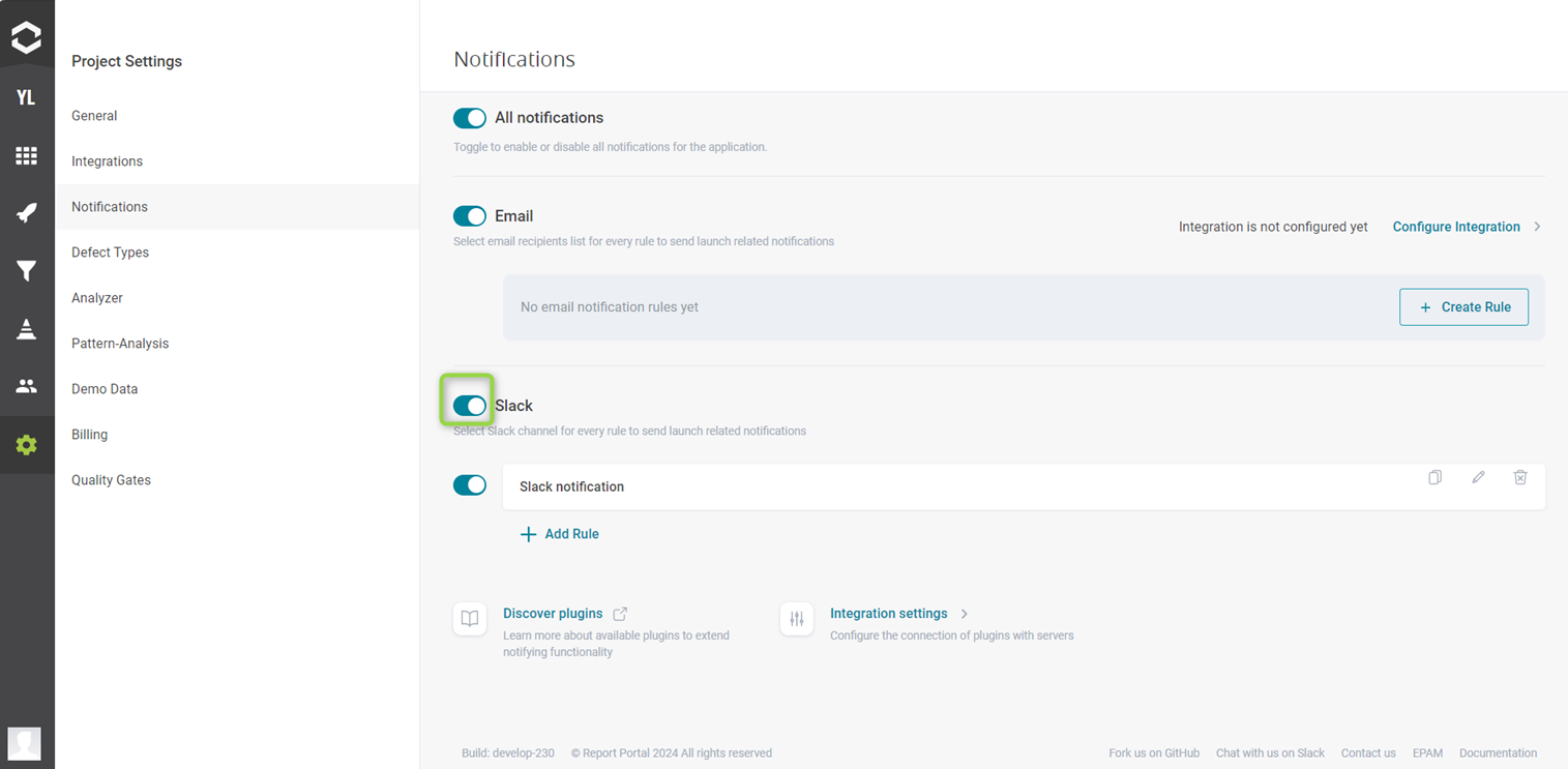 Slack | ReportPortal Documentation